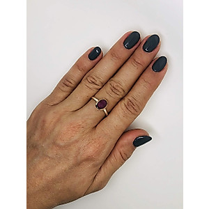 Koral Jewelry Oval Created Ruby Ethnic Delicate Ring 925 Sterling Silver Vintage Tribal Gipsy Boho Look (9)