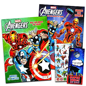 Marvel Avengers Coloring and Activity Book Set for Kids - Bundle with 2 Jumbo Superhero Books with Stickers, Door Hanger and More | Marvel Super Hero Coloring Pack