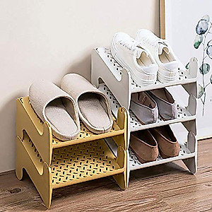 TAZSJG Stackable Shoe Storage Rack Nordic Simple Shoe Rack Home Plastic Shoe Cabinet Layered Finishing Racks (Color : B)