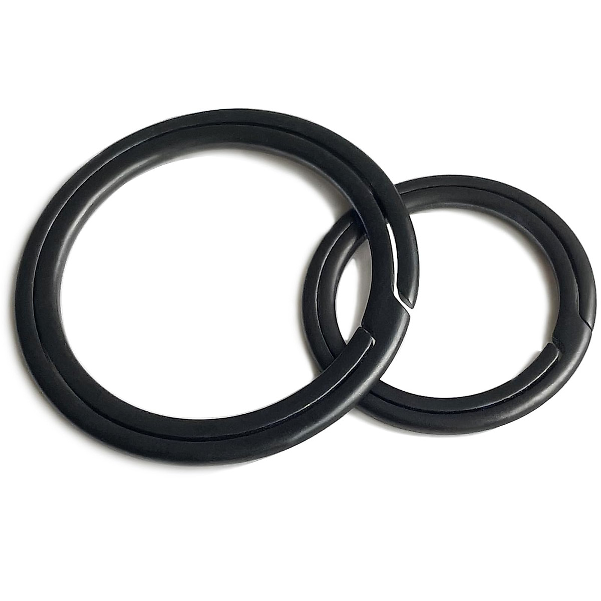 Autuveen Titanium Key Ring for Keychains,Black Keyrings Side-Pushing Key Chain Holder for Car/House Keys(Black,L+S)