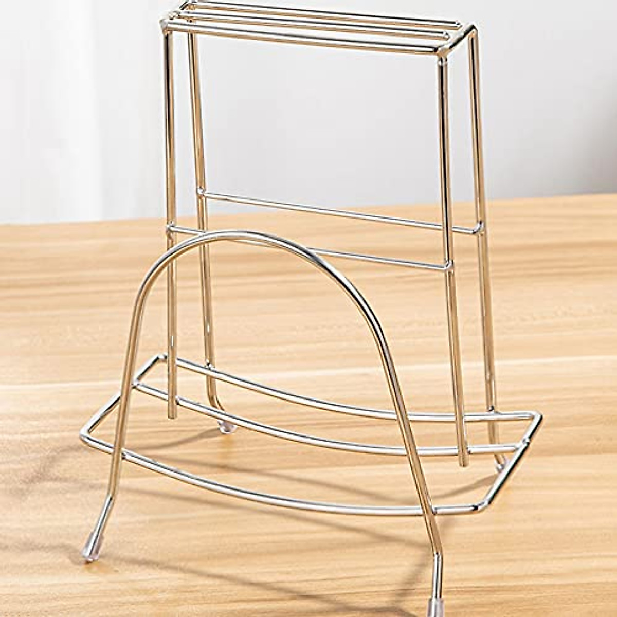 Housoutil Stainless Steel Kitchenware Storage Organizer Racks Multi Layer Function Cutting Board Holder Pot Lid Chopping Board Rack Stand Silver