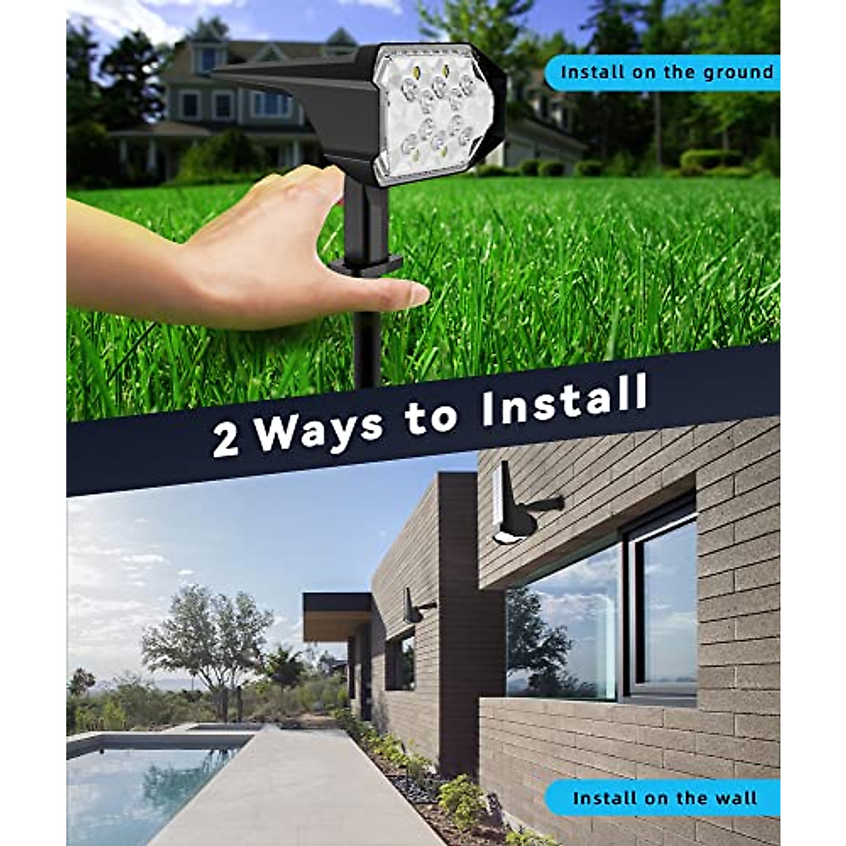 JUO Solar Spotlights Outdoor Waterproof IP67, 32 LED 3 Lighting Modes Brightest Solar Lights Outdoor, Solar Powered Garden Pathway Lights Landscape Spotlights for Trees/Flags/Yard/Walkway