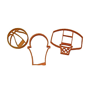 BASKETBALL COOKIE CUTTERS American Hoops Sport Basketball Game Hoop Backboard And Basketball in Hoop Cookie Cutters Made In The USA (3 Pack)