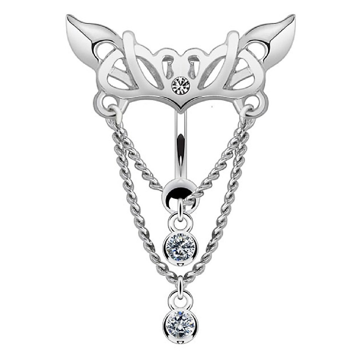 Belly Button Ring Reverse Tribal W/cz Ho800 14g 3/8'' [Jewelry]