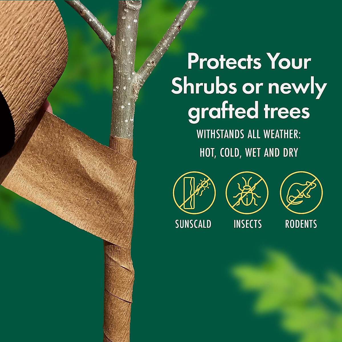 Treekote Brown Paper Tree Wrap - 4" x 150' Commercial Outdoor Use