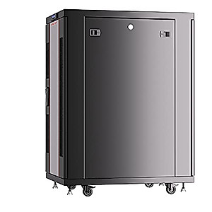 Server Rack - Locking Cabinet - Network Rack Cabinet Enclosure - 27U - Rack Mount - 32 Inch Deep - Server Cabinet - on Casters - Rack Shelf - Cooling Fan - Thermostat - Sysracks - SRF