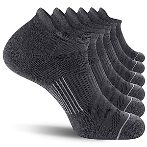 FITRELL 6 Pack Men's Ankle Running Socks Low Cut Cushioned Athletic Sports Socks, Shoe Size 12-15, Dark Gray+Gray