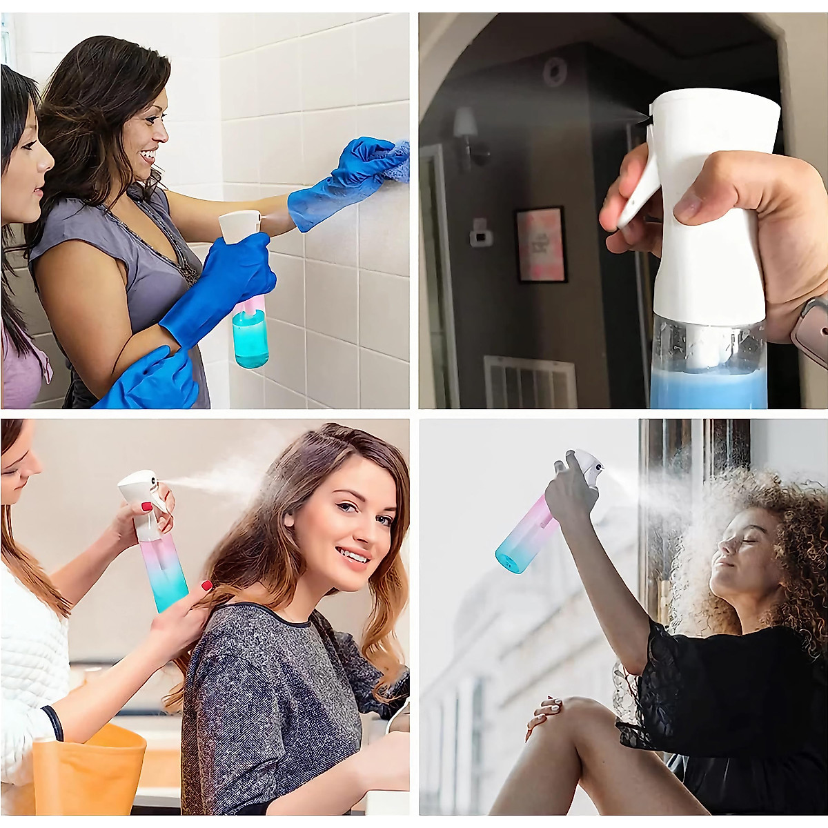 Vimas Continuous Spray Bottles, Refillable Water Spray Bottles for Cooking, Cleaning, Hairstyling, Skin Care & Plant 10 oz/300ml (Pink)