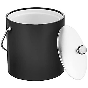Kraftware Bartenders Choice Fun Colors Collection Ice Bucket 3-Quart, Black, Double Wall Construction, Keep Ice Perfectly Chilled, Hotel Ice Bucket, Guest Room Bar Area Ice Bucket, Bale Handle
