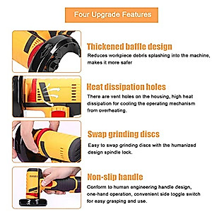 Weytoll Mini Angle Grinder, 19500rpm Electric Grinding Tool Mini Grinder Hand Knife with 2pcs 12V 3900mAh Battery and 2pcs Cutting Disc for Cutting Polished Brick Wood Stone Steel