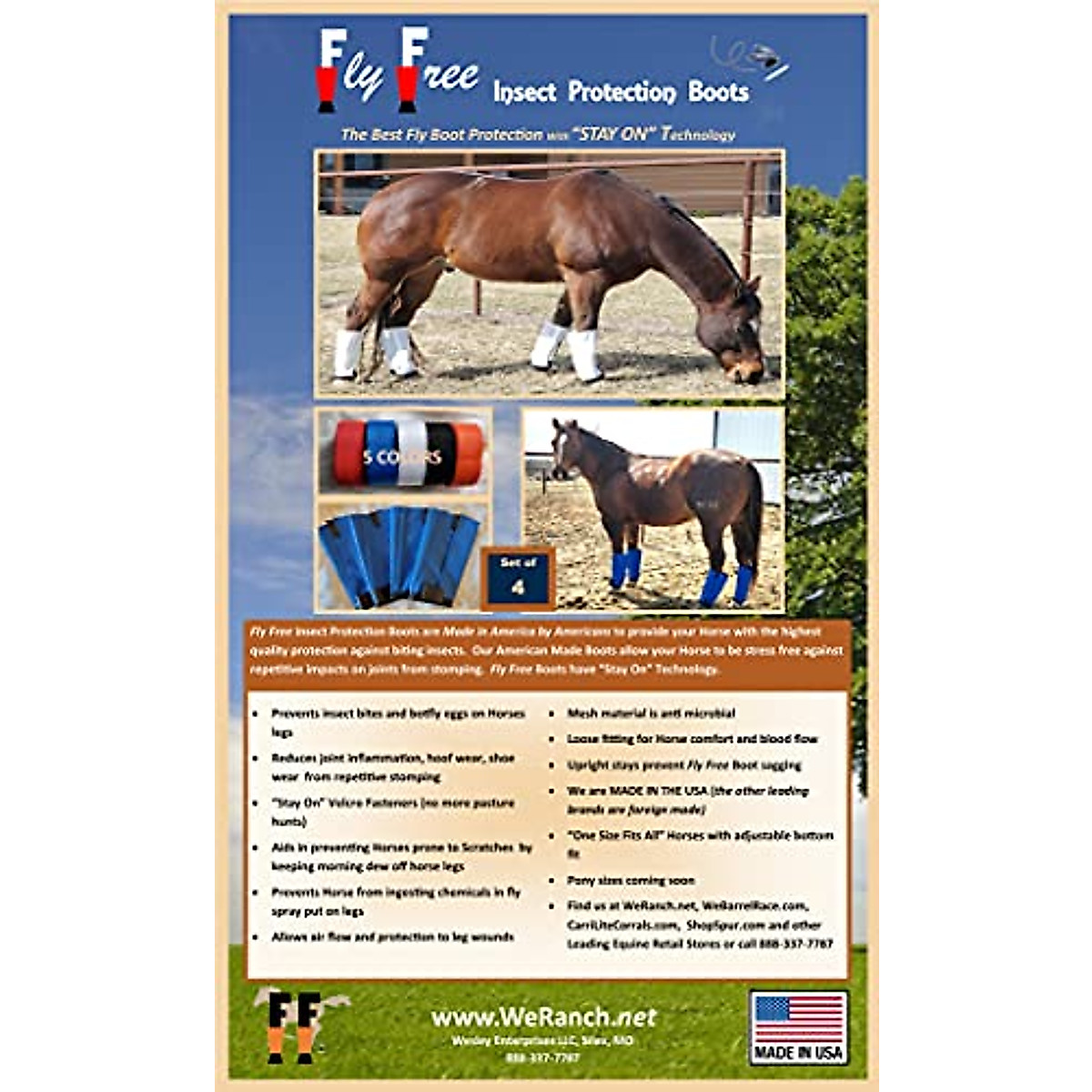 Fly Free Insect Protection Boots, Blue, HORSE