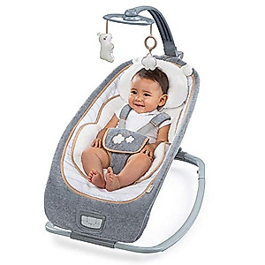 Ingenuity Boutique Collection Plush Modern Baby Rocker & Stationary Seat with Vibrations, Easy Fold, 0-30 Months Up to 40 lbs (Bella Teddy)