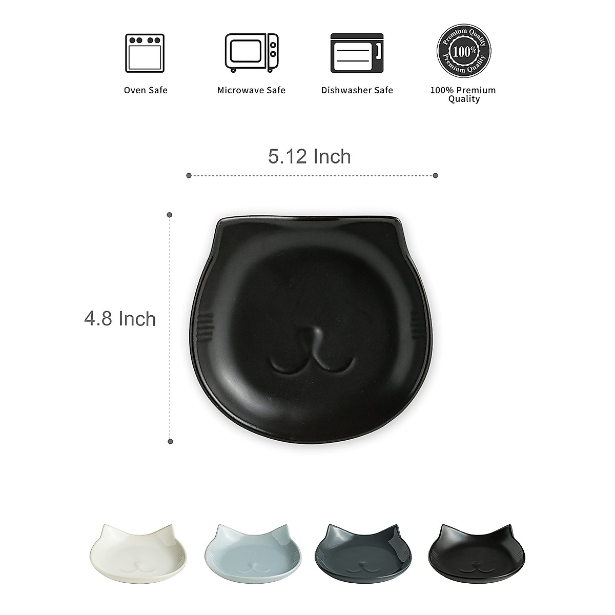 Miamolo Spoon Rest for Stove Top, 5.12 Inches Ceramic Spoon Holder for Kitchen Counter, Cat Cooking Utensil Rest for Spatula Spoons Ladles, Farmhouse Kitchen Decor, Black