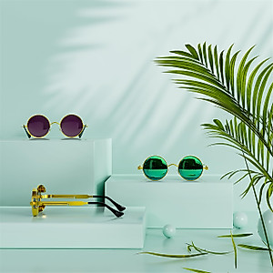 ROCKNIGHT Steampunk Polarized Circle Sunglasses For Men Women Mirrored Green Sunglasses Metal Frame