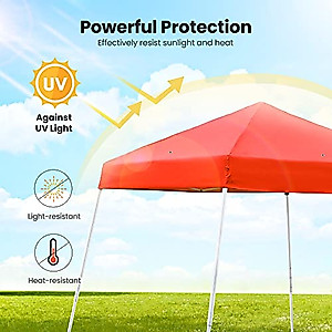 VIVOHOME Slant Leg Outdoor Easy Pop Up Canopy Party Tent Red 8 x 8 Feet