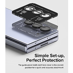 Ringke Camera Lens Frame Glass Compatible with Samsung Galaxy Z Fold 5 Camera Lens Protector, Tempered Glass Covers and Aluminum Alloy Frames - Black