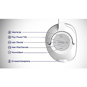 Koss BT539iW Wireless Bluetooth Over-Ear Headphones, in-Line Microphone, On-Board Microphone and Touch Controls, Detachable Cord Included, White