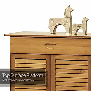 MoNiBloom Bamboo 3 Tier Shoe Storage Cabinet with 1 Drawer & Shutter Door Shoes Organizer Rack for 6-10 Pairs Entryway Hallway Living Room, Natural