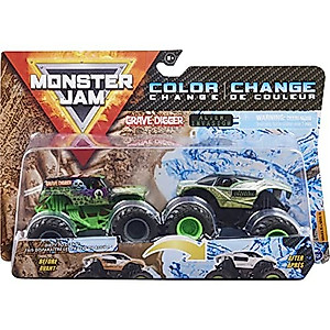 Monster Jam - Color Changing cars - Grave Digger vs. Alien Invasion Monster Truck/Monster Trucks for boys 5 years old/Monster Trucks for boys 3 years/Monter Truck for kids