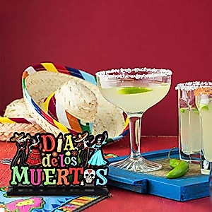 Halloween Table Centerpieces Day of The Dead Decorations Dia de Los Muertos Sugar Skull Signs Happy Halloween Decorations, Mexican Skeleton Skull Wooden Papel Picado Dinner Tier Tray Decor