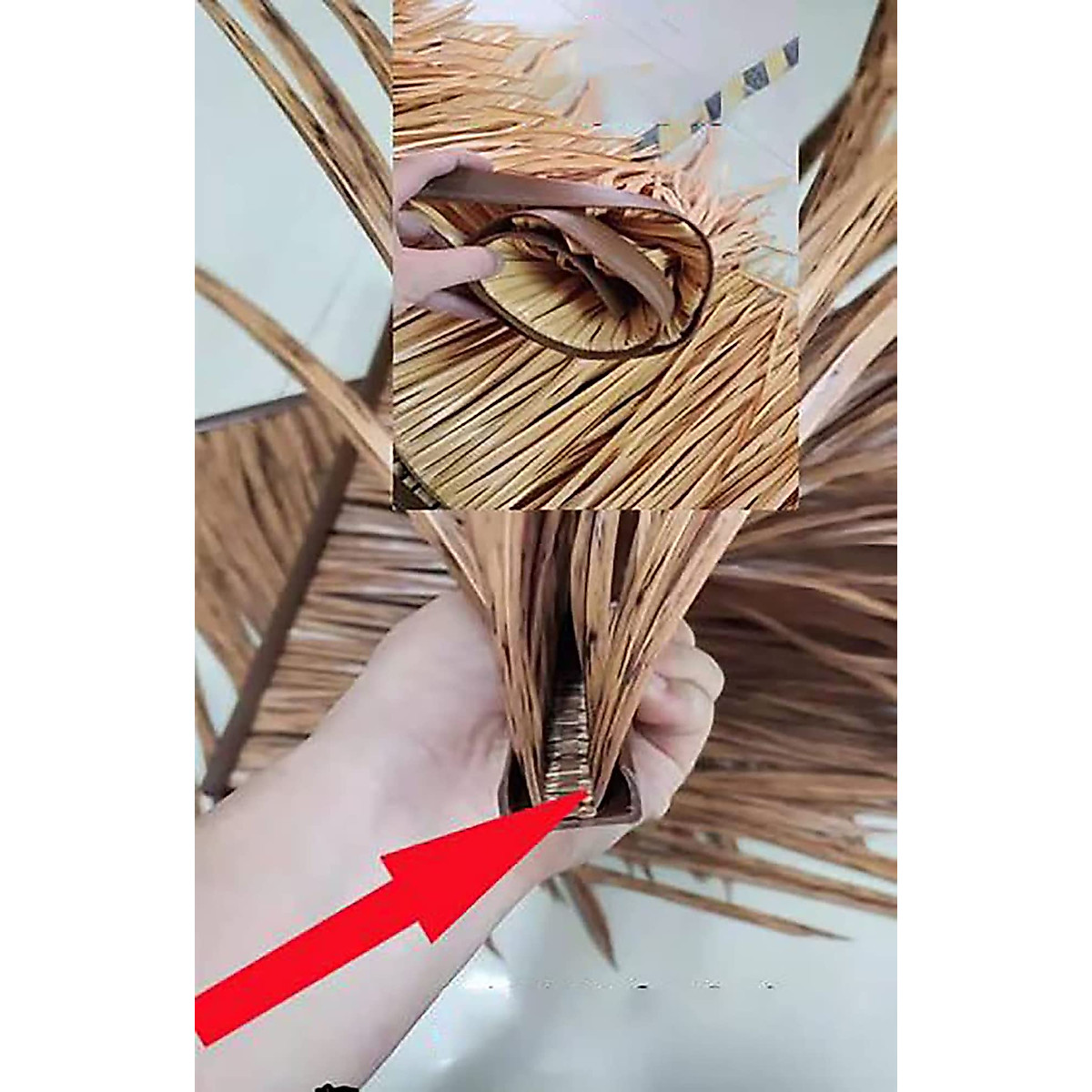 DIOB Palm Thatch Boat Blinds Grass Fireproof Straw Thatched Tiki Hut Grass Roof Umbrella Cover Mini Bar Roof and Patio Sunshade (Size : 0.5x0.5m)