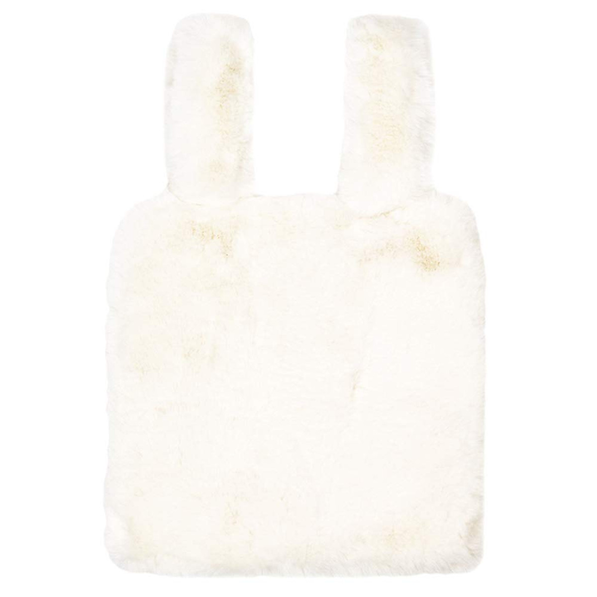 Me Plus Soft Faux Fur Pull Through Strap Slouchy Wrist Fashion Tote Bag (Ivory)