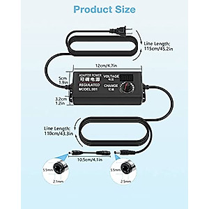 Aclorol Universal Power Supply 4V-24V 5A 120W Adjustable AC/DC Power Adapter 100-240V AC to DC 24V 19V 12V 5V 9V 6V 5A 4A Mulit-Voltage Variable Switching Converter with Polarity Converter & 14 Tips