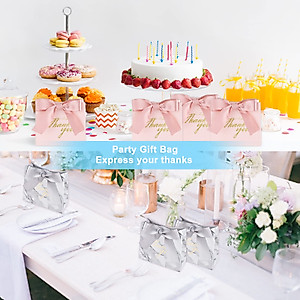 SHAIDOJIO 𝟐𝟒 𝐏𝐜𝐬 Small Thank You Gift Bags, Party Favor Bag Treat Box with Bow Ribbon, Marble Pattern Mini Paper Gift Bags Bulk for Wedding, Birthday, Bridal Shower, Baby Shower (4.5x1.8x4 Inch)