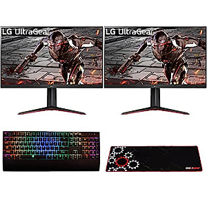 LG 32GN650-B 32" Ultragear QHD 165Hz 16:9 HDR10 Dual Monitor w/FreeSync Premium Bundle with Deco Gear Mechanical Gaming Keyboard RGB Back Lighting + Large Extended Pro Gaming Mouse Pad