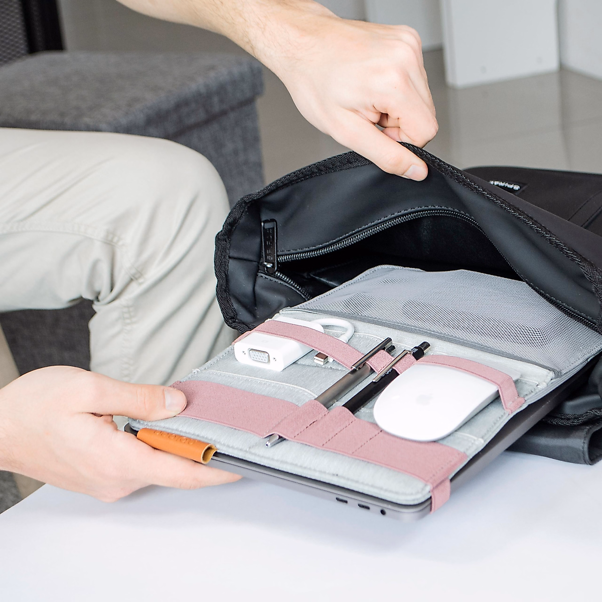 Beblau FOLD Portable Electronic Organizer – Attachable Device & Desktop Accessory | Office & Home Organizer | Fits 13"-15" Laptops & A4 Notebooks | Backpack Insert | Personal organizer