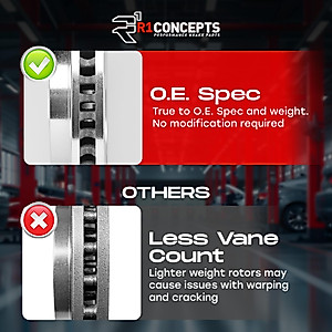 R1 Concepts Front Brakes and Rotors Kit |Front Brake Pads| Brake Rotors and Pads| Ceramic Brake Pads and Rotors |Hardware Kit|fits 2013-2022 INFINITI JX35, QX60; Nissan Murano, Pathfinder