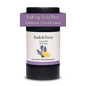 Each & Every All Natural Deodorant for Women & Men - Sensitive Skin, Plant-Based, Baking Soda & Aluminum-Free Deodorant - Clean Long Lasting 24 Hr Odor Control - Lavender & Lemon Travel Size, 2.5oz