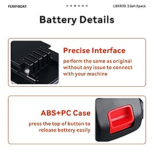 FERRYBOAT 2Pack 3.0Ah LBXR20 Replace for Black and Decker 20v Lithium Battery Max LB20 LBX20 LST220 LBXR2020-OPE LBXR20B-2 LB2X4020 for Black and Decker Li-ion Batteries