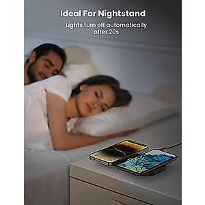 Wireless Charging Pad, JoyGeek Dual Wireless Charger for iPhone 14 Plus/14 Pro/14/13 Pro Max/Pro/Mini/12,Airpods 3/2,Wireless Phone Charger for Samsung S22/S21,24W Fast Wireless Charger（Black）