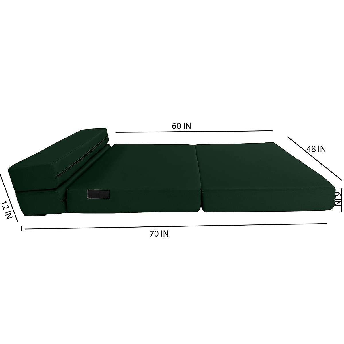 D&D Futon Furniture Portable Folding Bed Mattress, Studio Guest Beds, RV Mattresses, High Density Foam (Hunter Green, 6 x 48 x 80)
