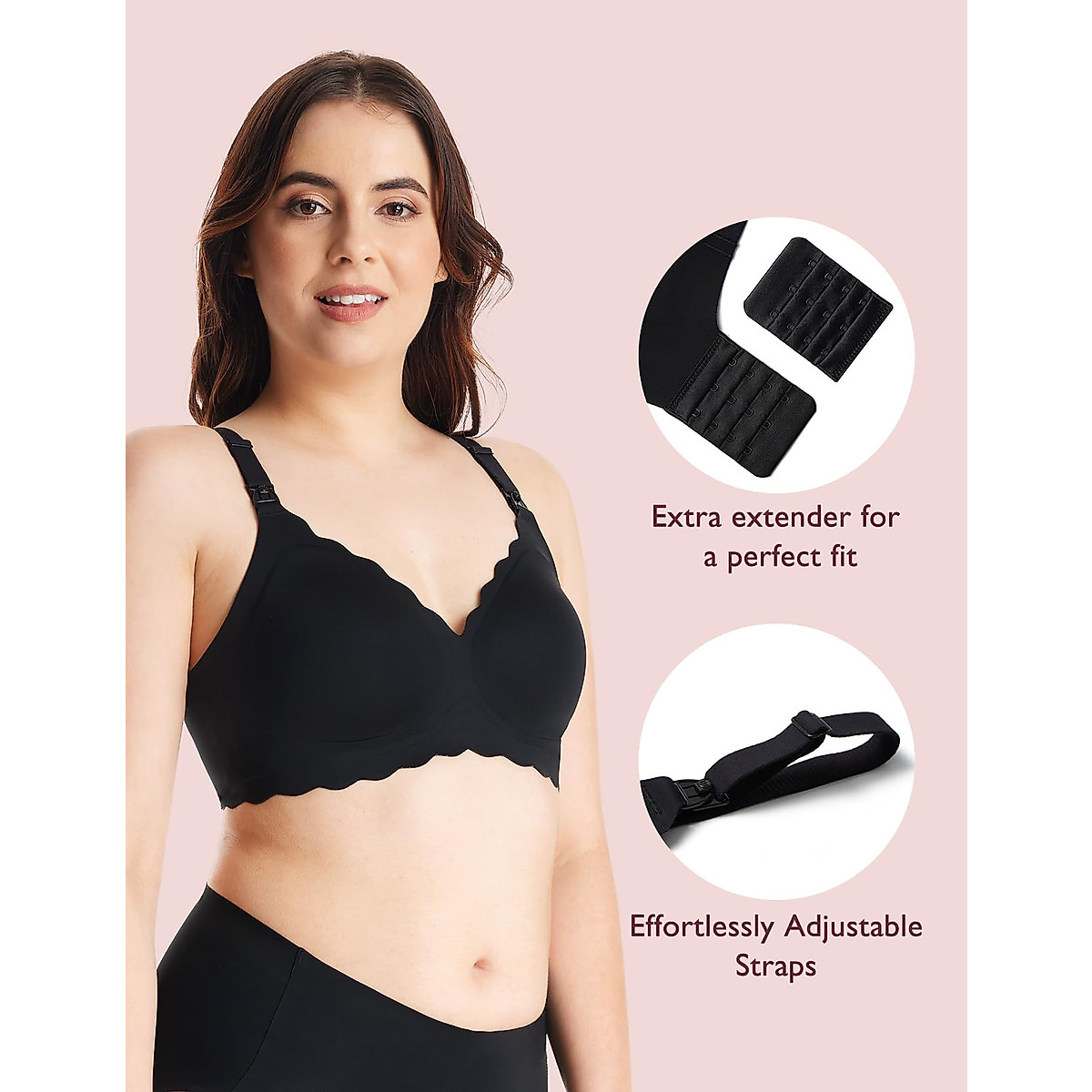 Momcozy Nursing Bras for Breastfeeding 2 Pack, YN46 Jelly Strip Support Comfort Maternity Bra, Seamless Soft Wirefree Pregnancy Bra