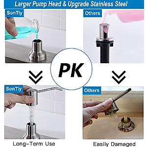 Dish Soap Dispenser for Kitchen Sink, SonTiy Commercial Kitchen Hand Soap Dispenser Pump Brushed Nickel, Stainless Steel Liquid Soap Dispenser with 47" No-Spill Extension Tube+17 OZ Bottle