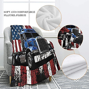 XOZOTY Trucker American Flag Personalized Blanket Nursery Swaddling Blankets for Gilrs Boys Kids Newborns Baby Shower Pet Gift 30 x 40 Inch