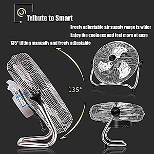 Wgwioo Adjustable Floor Fan, Floor Wall Fan, High Velocity Cold Air Circulator, High Velocity Heavy Duty Floor Fan, for Industrial, Commercial, Residential, and Greenhouse Use,12 inch