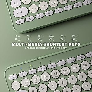 LTC MK791 Multi-Device Bluetooth Keyboard, Rechargeable Compact Slim Wireless Keyboards w/ 79 Keys, Low-Profile & Colorful, for PC Laptop MacBook iPad Smartphone Tablet, Green