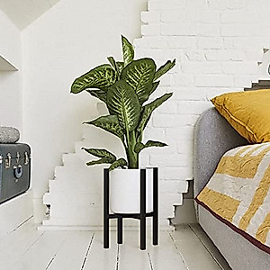 CADANI 2 Pack Metal Adjustable Plant Stand, Mid-Century Plant Stand, Flower Pot Stand with Trays to Fit Different Sized Pots, Heavy Duty Plant Holder Rack for Home Indoor and Outdoor, Black