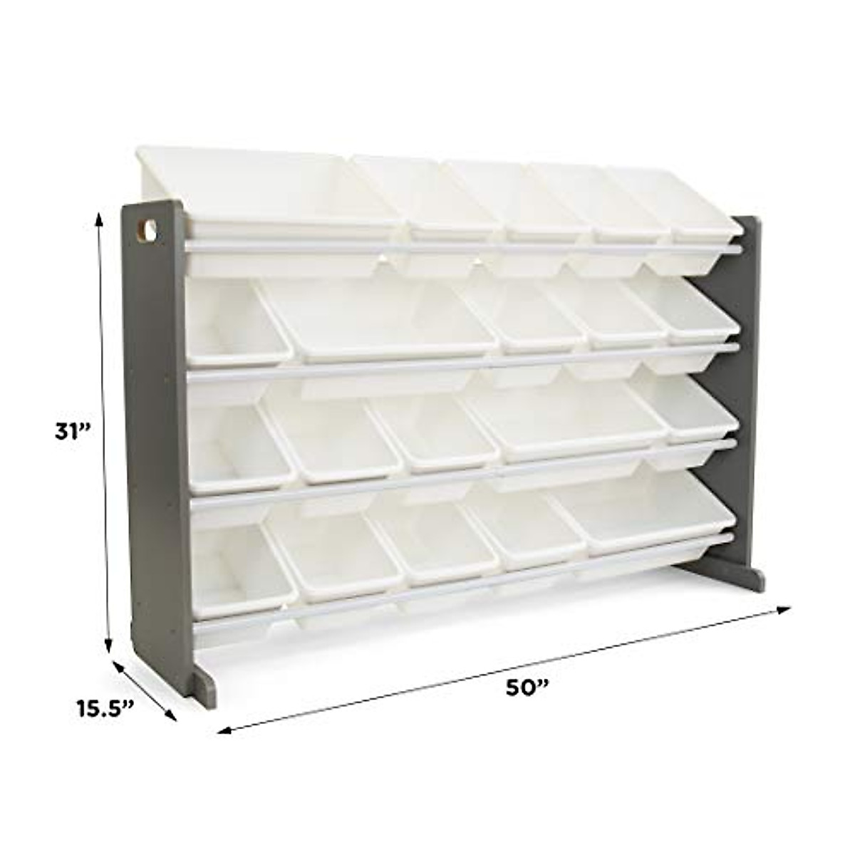 Humble Crew Extra-Large Kid's Toy Organizer, 20 Storage Bins, Universal, Grey/White