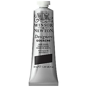 Winsor & Newton Designer's Gouache, 37 ml (1.25oz) tube, Ivory Black