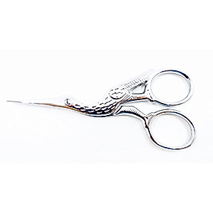 Gingher G-CST 3-1/2 inch Stork Embroidery Scissors (Chrome Handle)