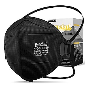 N95 Black Masks, 30 Pack NIOSH Certified N95 Disposable Respirator 5 Layers Safety Breathable Mask with 95% Filtering Efficiency Adjustable Comfort Protection Prevent PM2.5 Dirt, For Adults, Men Women