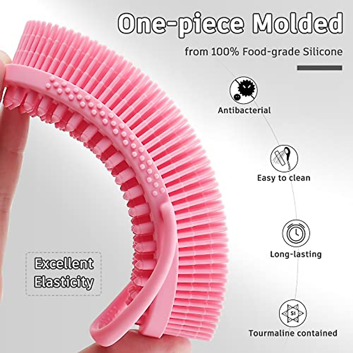 FREATECH 2-Pack Silicone Body Brush - Built-in Loop Handle, Dual-sided Bath Shower Brush Body Scrubber Exfoliator for Deep Cleansing and Massage, Easy to Hold and Hang,Hygiene and Long-lasting