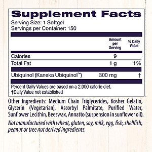 Healthy Origins Ubiquinol (Active form of CoQ10), 300 mg - Activated Form of CoQ10 - Kaneka Ubiquinol Supplements for Heart Health & Antioxidant Support - Gluten-Free & Non-GMO - 150 Softgels
