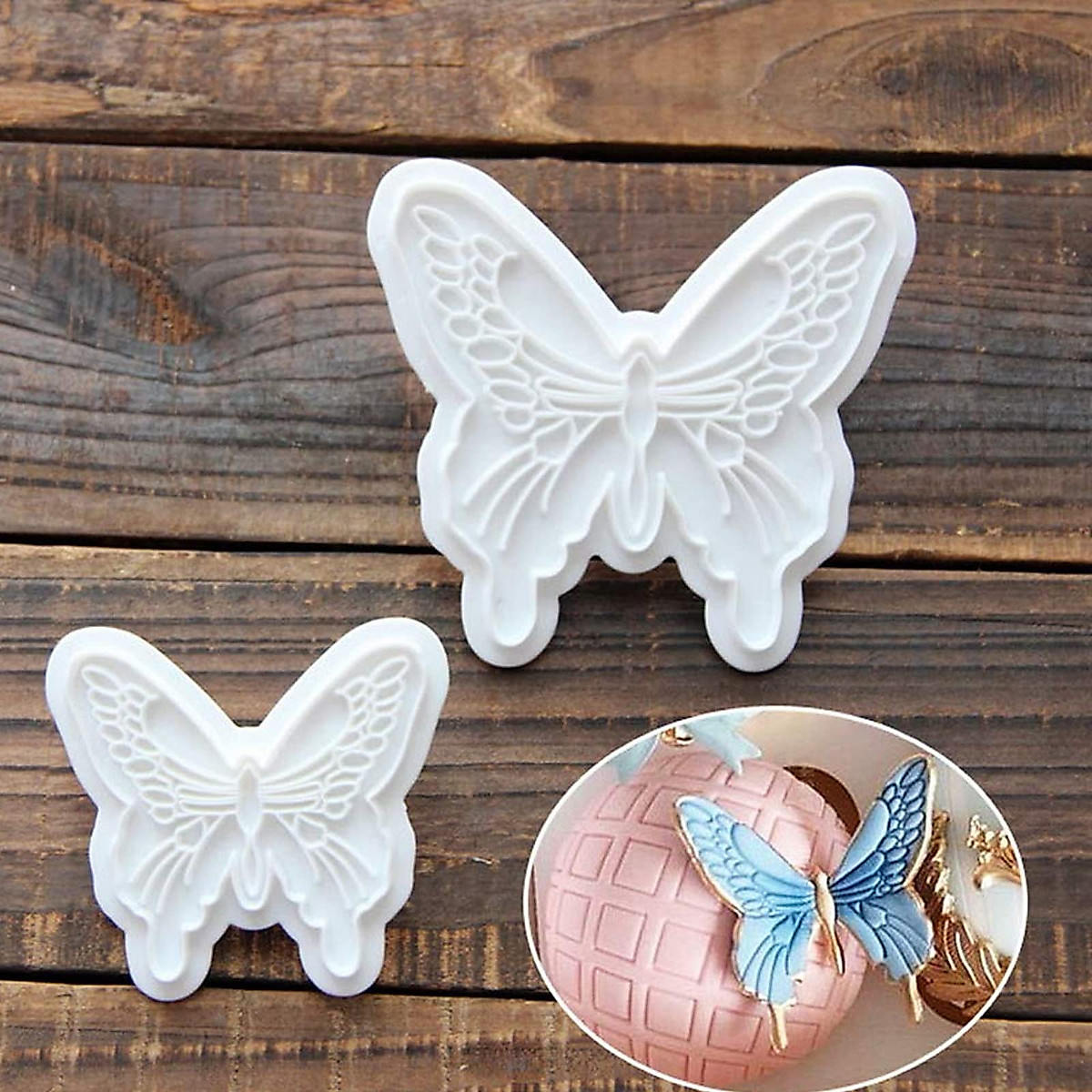 4Pcs Butterfly Fondant Mold Tiny Silicone Wings Fondant Cutter Butterfly Fondant Mold for Wedding Cake Decoration Sugarcraft Candy Fondant Grass Cutter for Gum Paste