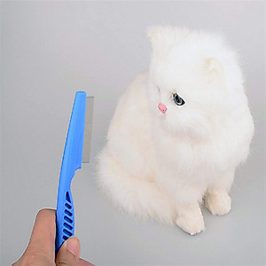 Flea Comb To Fleas For Long Hair, Dogs And Cats Ruberised Easy Grip Handle Pet Supplies, Blue Practical and Deft