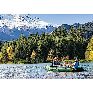 Intex 68347EP Seahawk 2 Inflatable Boat Set: Includes Deluxe 48in Boat Oars and High-Output Pump – SuperStrong PVC – Fishing Rod Holders – 2-Person – 520lb Weight Capacity